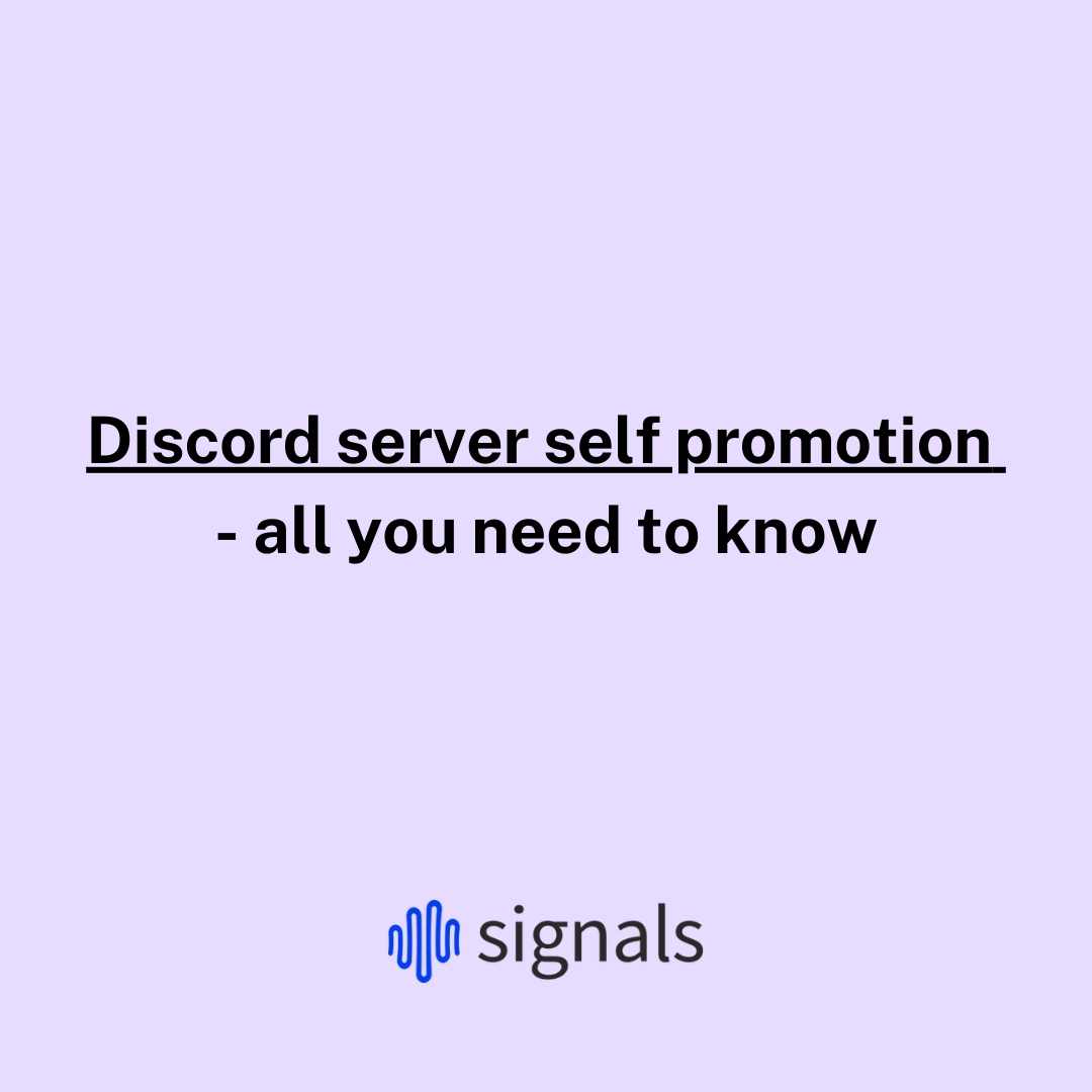 Discord server self promotion - all you need to know - Signals agency